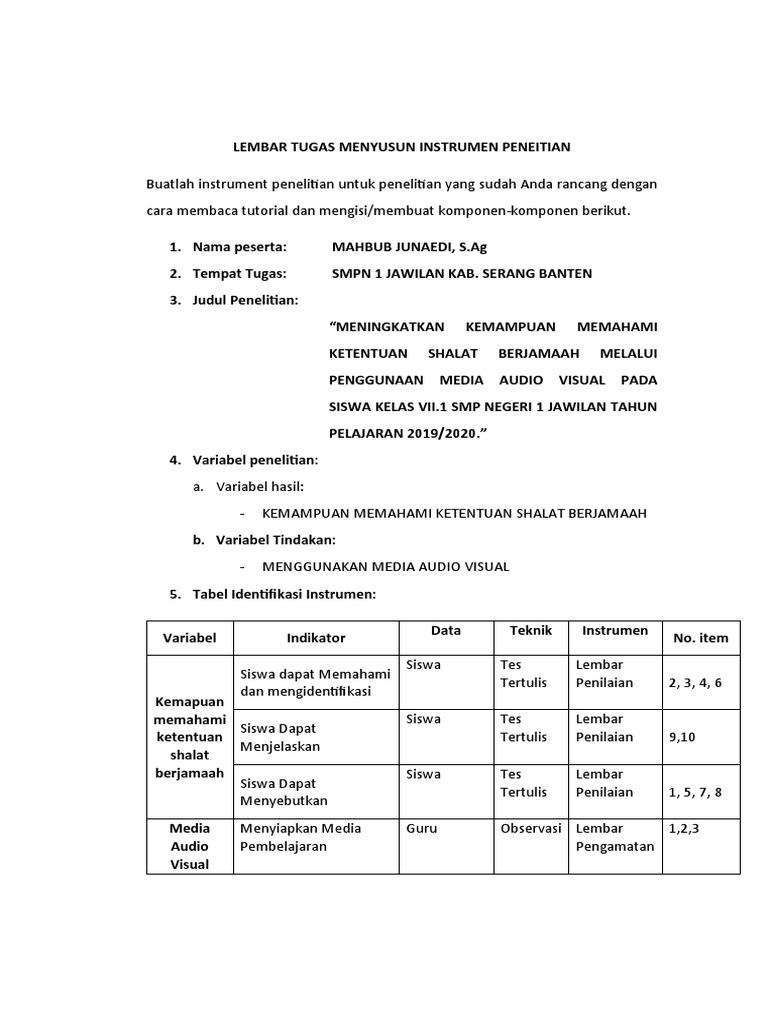 Instrumen Penelitian Sholat Berjamaah | PDF