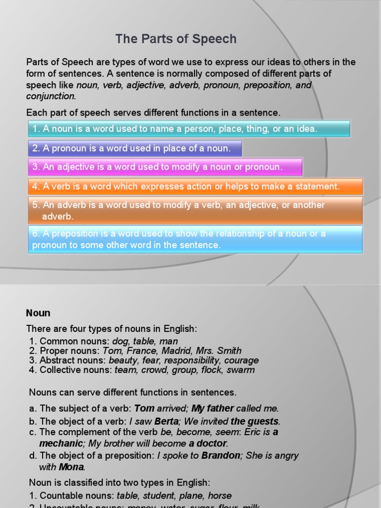 Understanding Parts of Speech | PDF | Verb | Part Of Speech