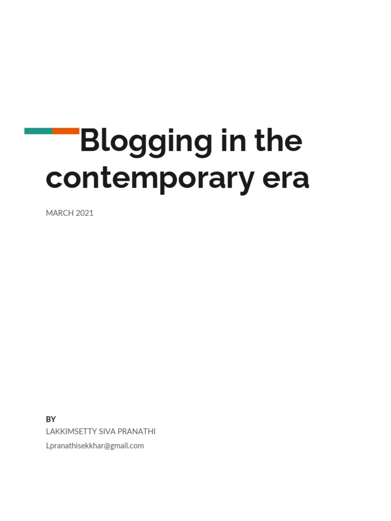 Blogging in Contemporary Era | PDF | Blog | Mass Media