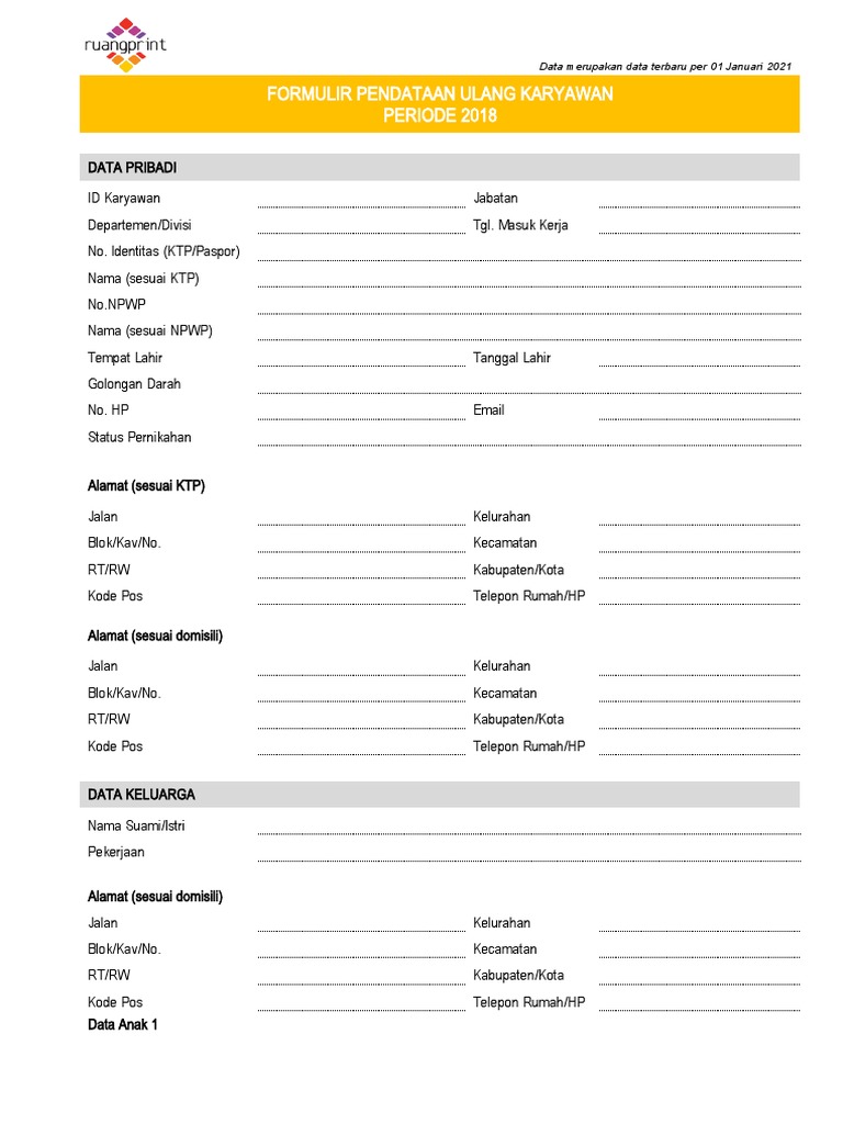 Form Data Karyawan 2 | PDF