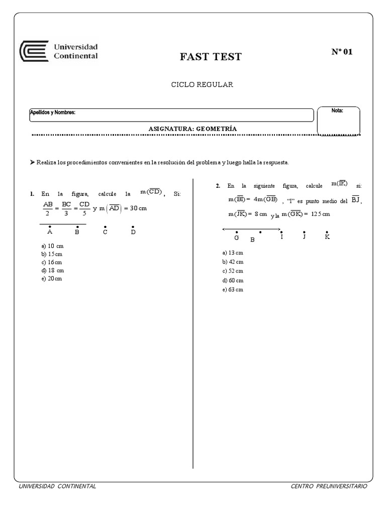Test Rápido de Geometría | PDF