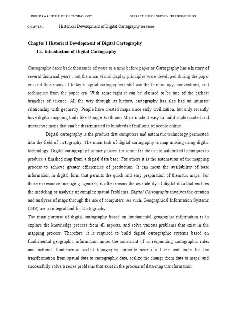 Chapter I Historical Development of Digital Cartography 1.1 ...
