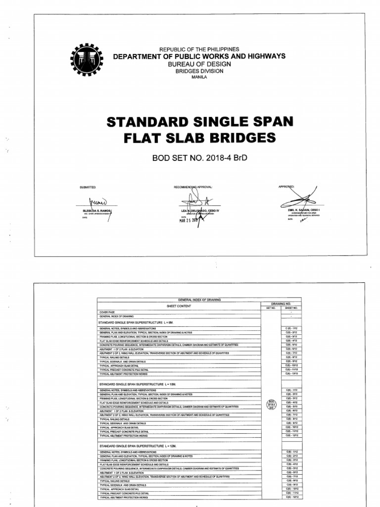 Standard Plan For Single Span Flat Slab Bridge | PDF