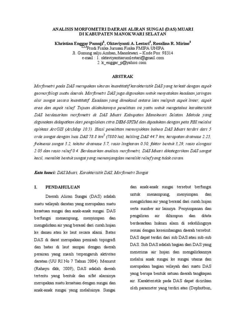 Analisis Morfometri Daerah Aliran Sungai (Das) Muari | PDF
