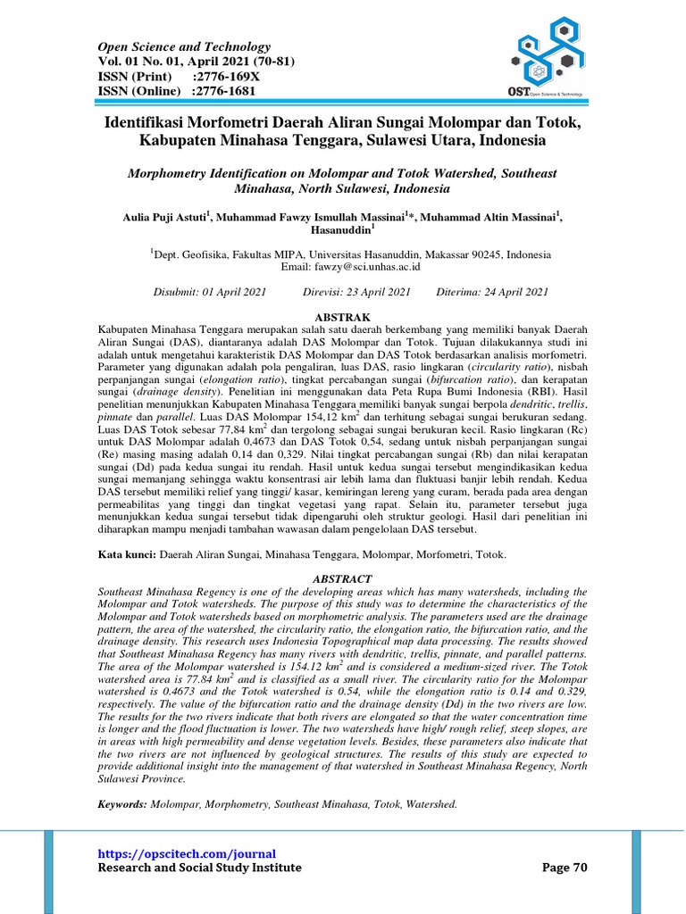 Morfometri DAS Molompar & Totok | PDF