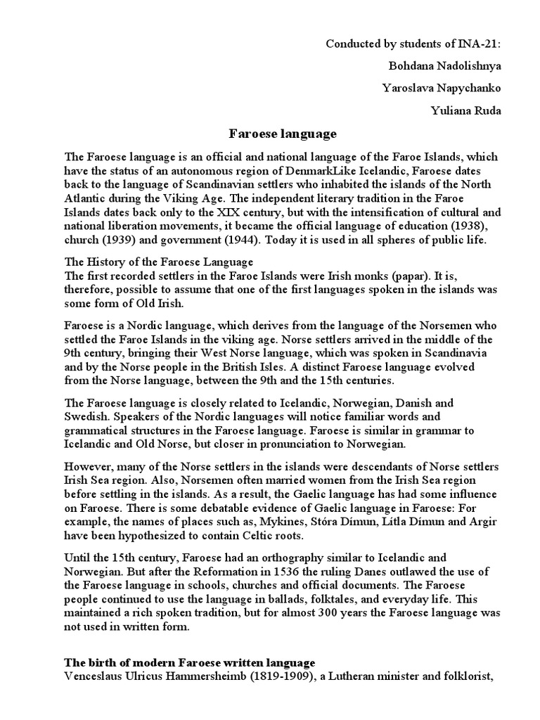 The Birth of Modern Faroese Written Language | PDF | Norsemen | Vikings
