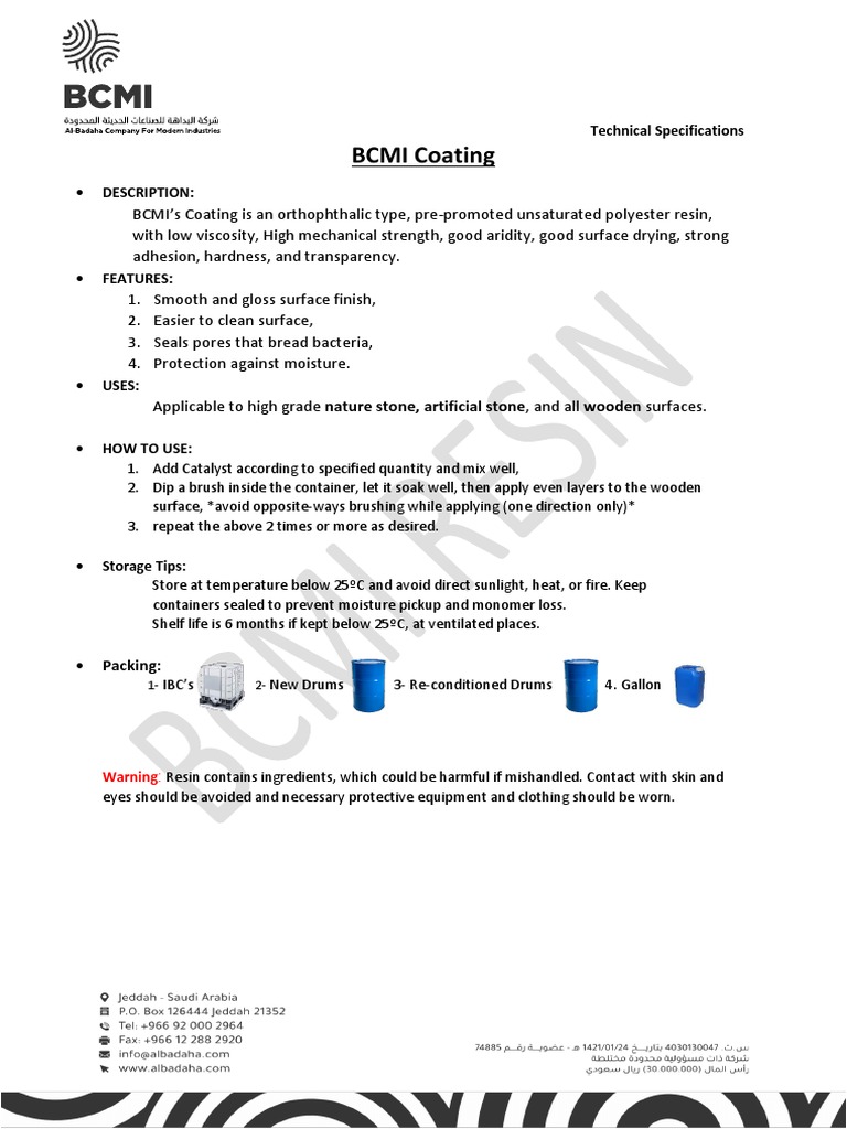 BCMI Coating - Specs | PDF | Viscosity | Liquids