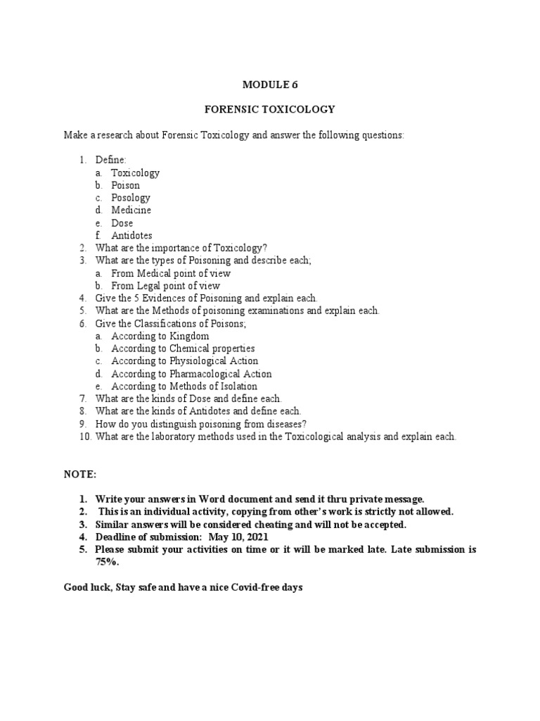 Module6 Forensic Toxicology | PDF