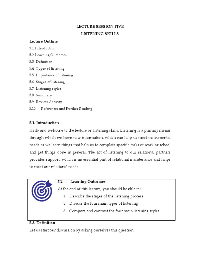 Lecture Session Five Listening Skills | PDF | Nonverbal Communication ...