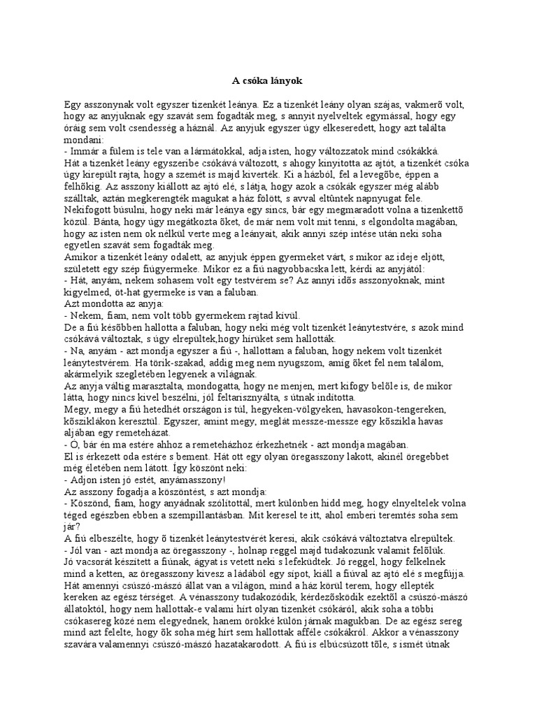 A Csóka Lányok | PDF