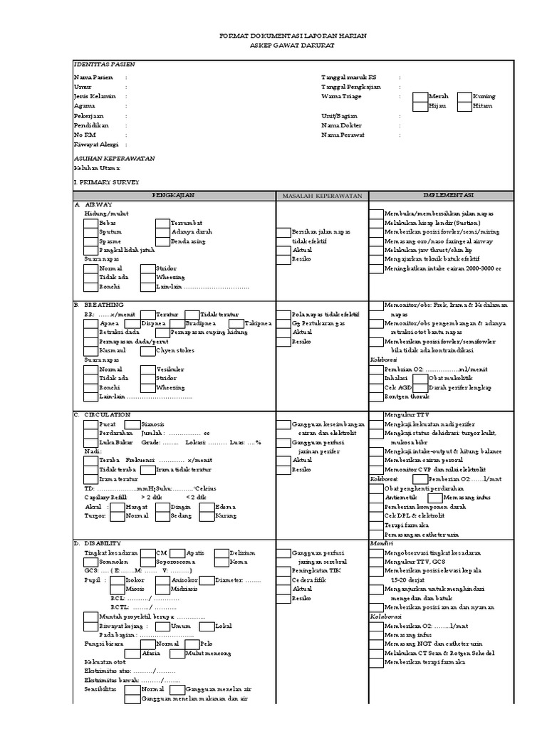 Format Dokumentasi Laporan Harian Praktik GADAR | PDF