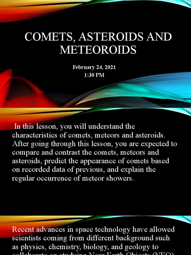 Characteristics of Comets and Asteroids | PDF | Meteoroid | Comet