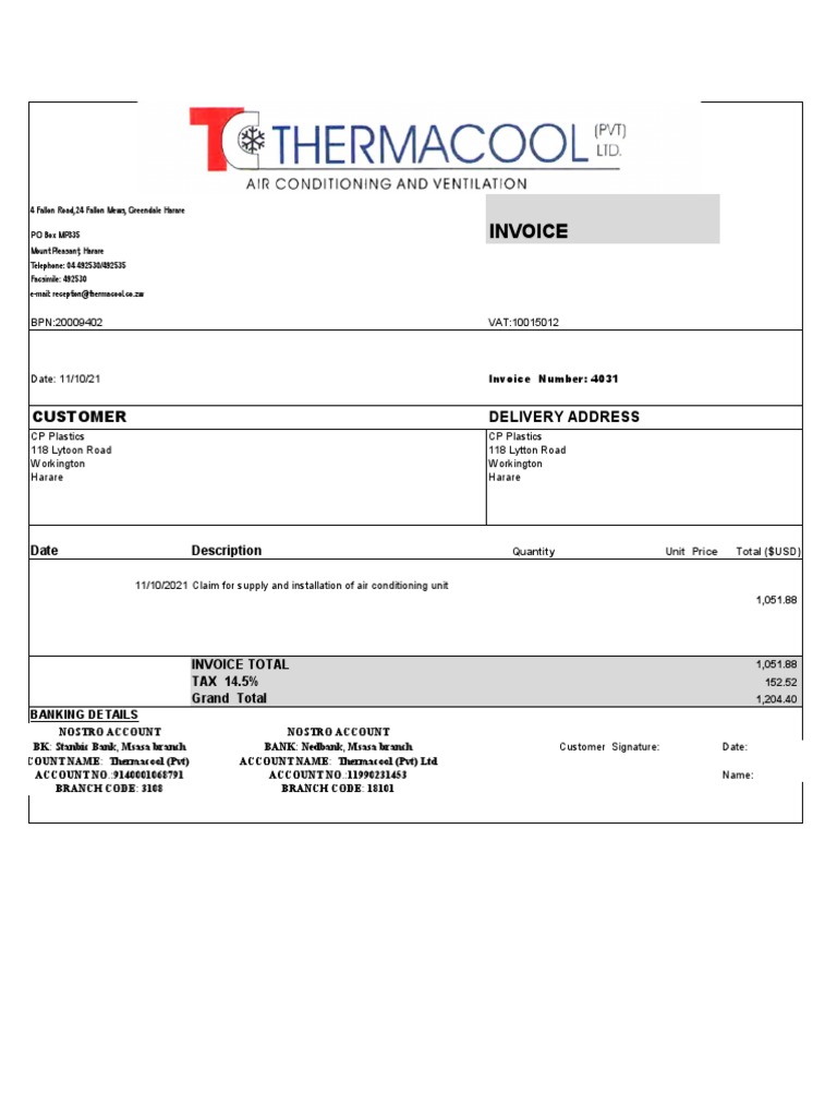 PROINV4031 - CP Plastics | PDF | Invoice | Government Finances