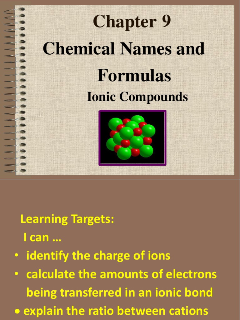 Chemical Names and Formulas Overview | PDF | Ion | Ionic Bonding
