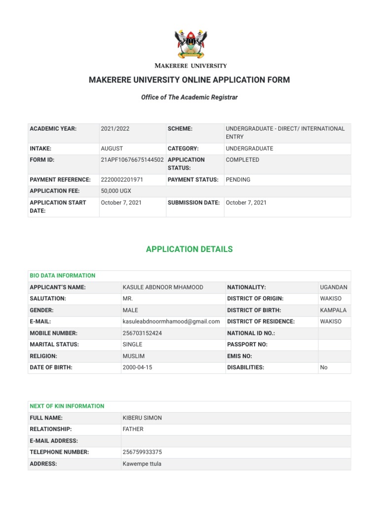 Makerere University online application form guide | PDF