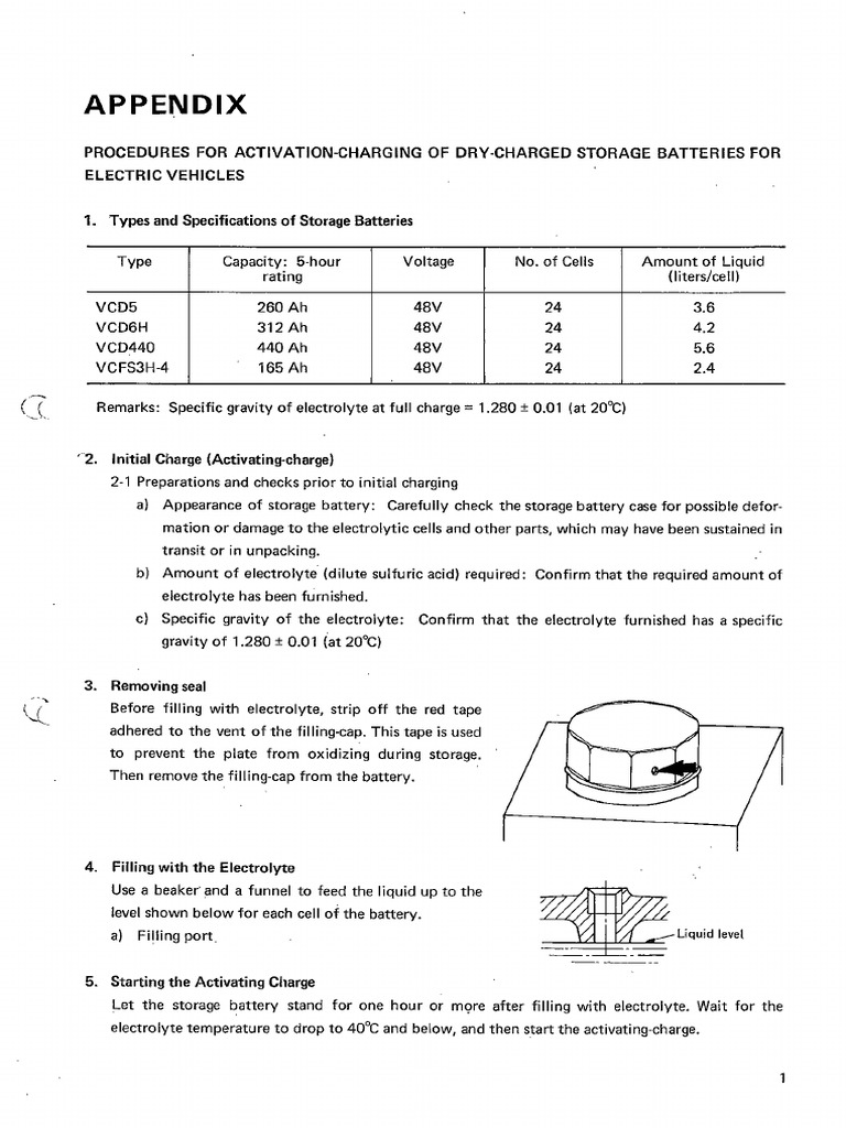 DRY Charged Battery Activation | PDF