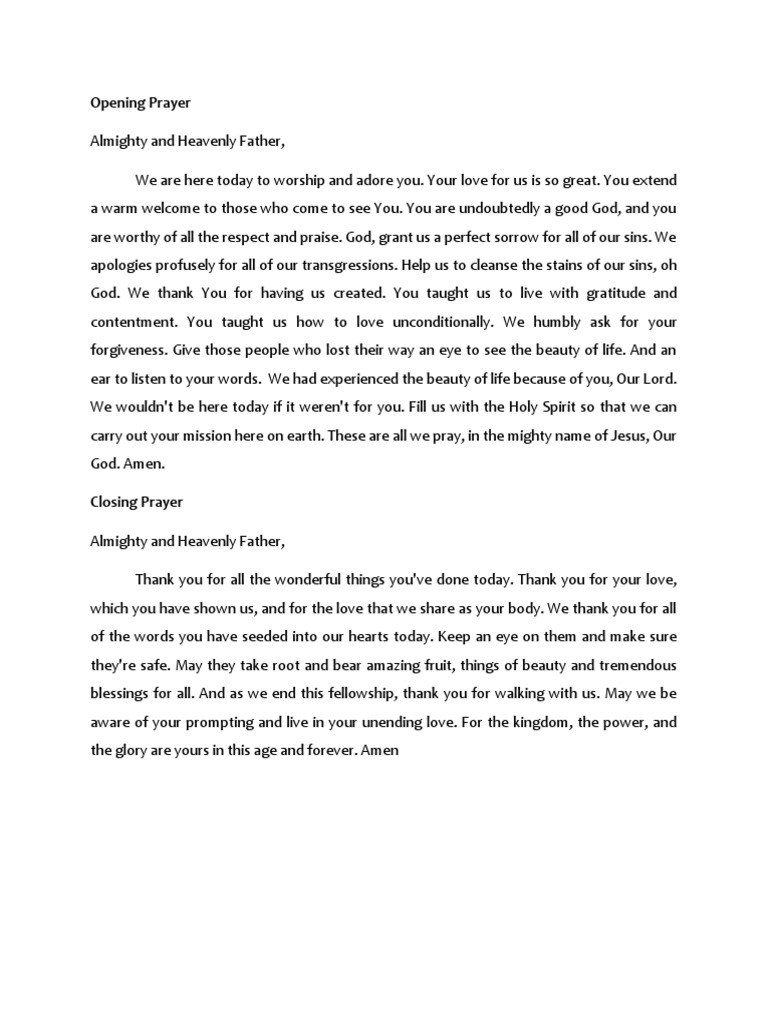 Opening and Closing Prayer | PDF