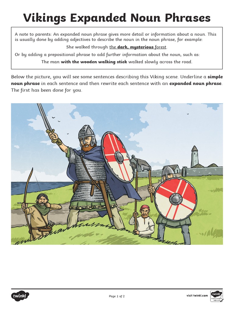 Vikings Expanded Noun Phrases Activity Sheet | PDF | Language Arts ...