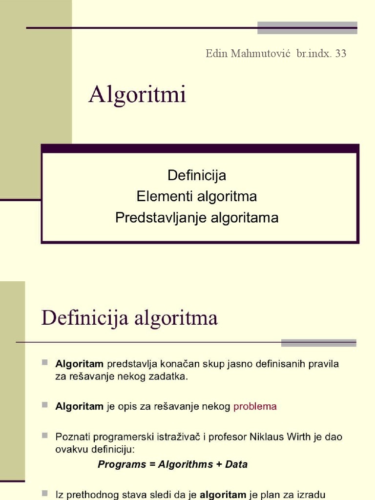 Prezentacija Algoritmi | PDF