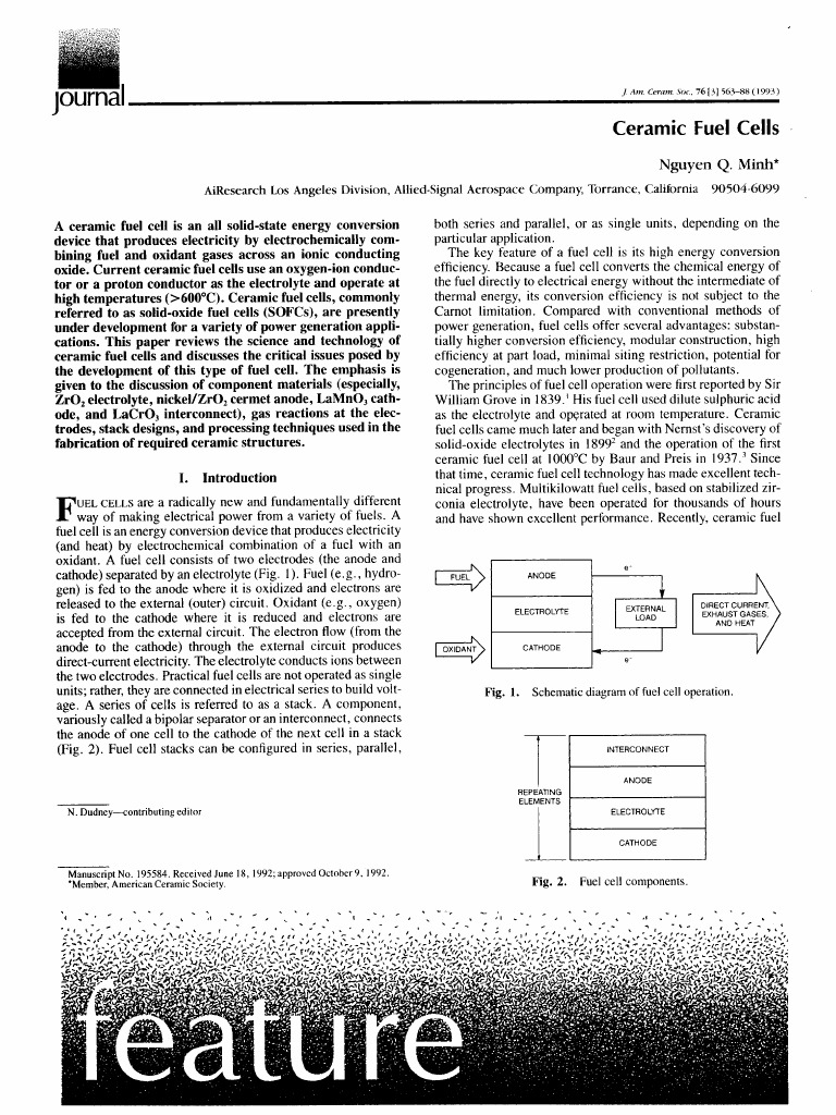 Ceramic Fuel Cells MINH | PDF | Solid Oxide Fuel Cell | Fuel Cell