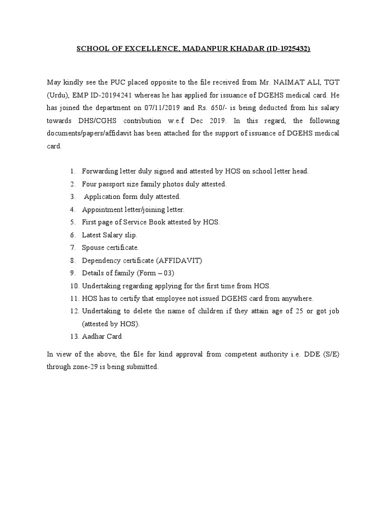 Dgehs Note Sheet Naimat | PDF | Government And Personhood | Document