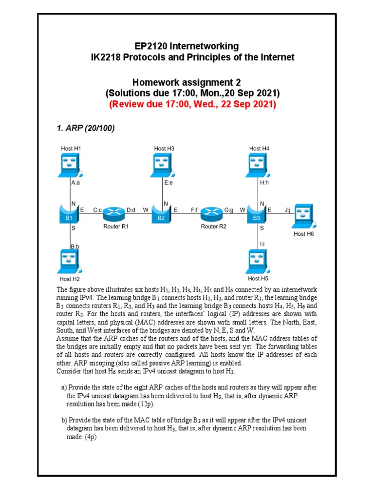 EP2120 Internetworking IK2218 Protocols and Principles of The Internet Homework Assignment 2 ...
