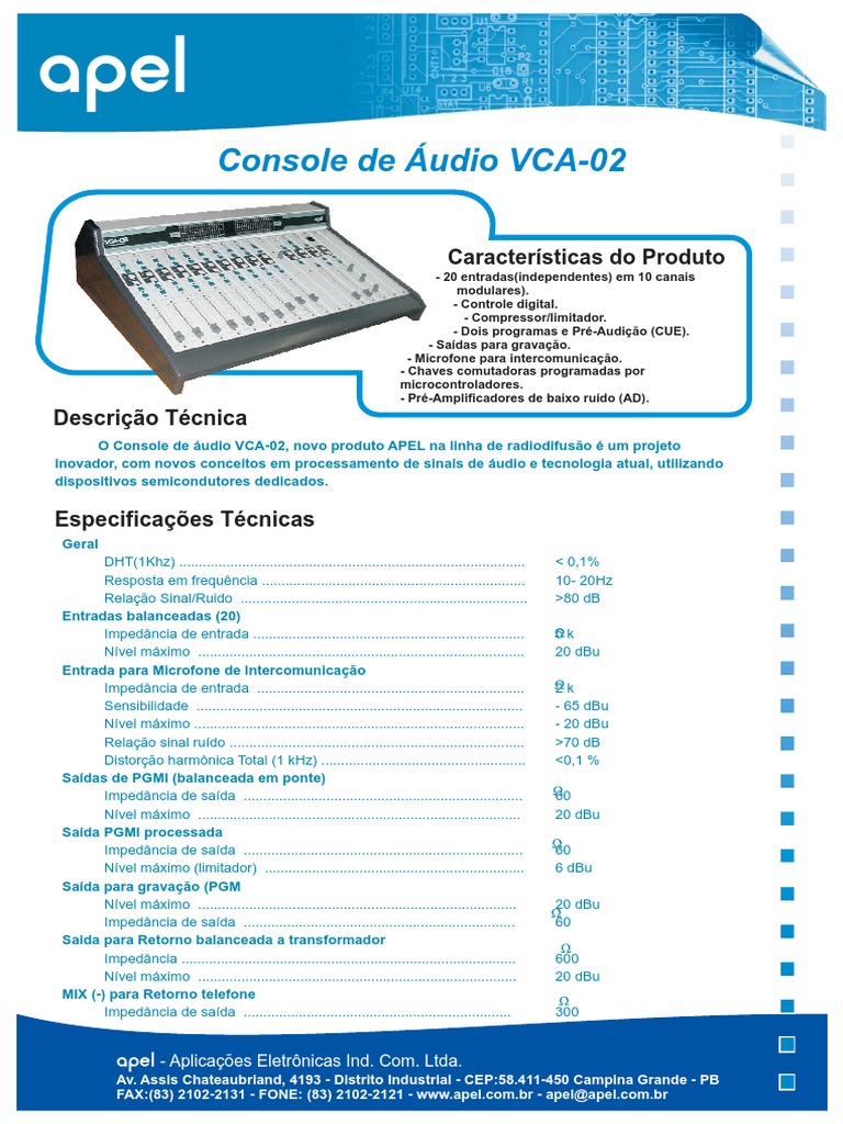 Novo console de áudio VCA-02 da APEL oferece avançadas funcionalidades ...