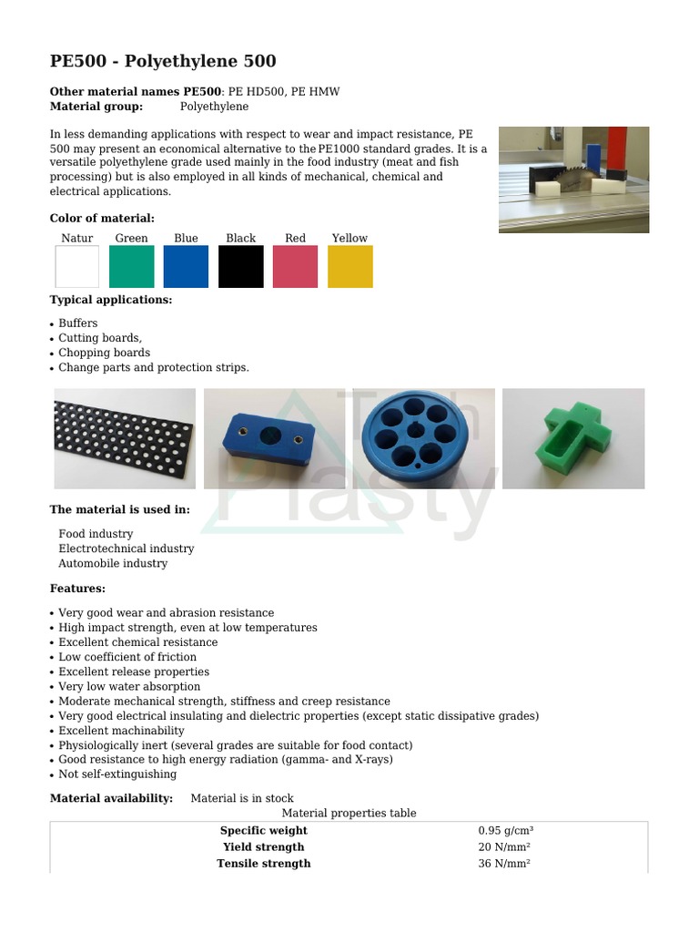 TechPlasty - PE500 - Polyethylene 500 - 2019-08-06 | PDF | Polyethylene ...