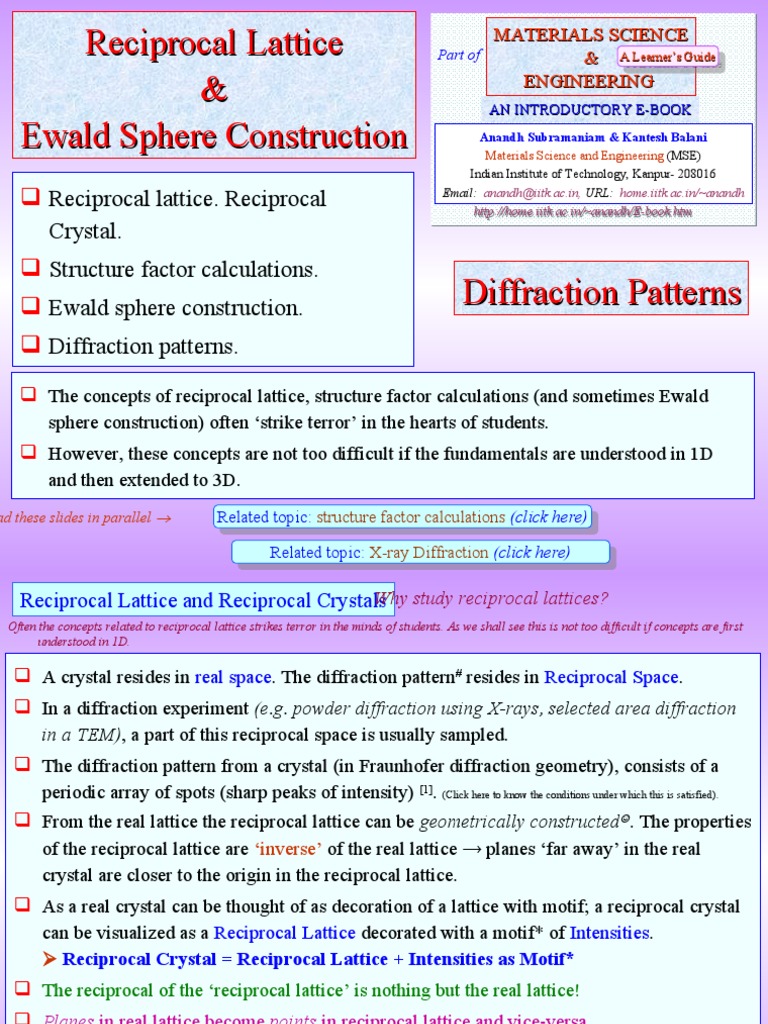 Reciprocal Lattice & Ewald Sphere Construction | PDF | Crystal ...