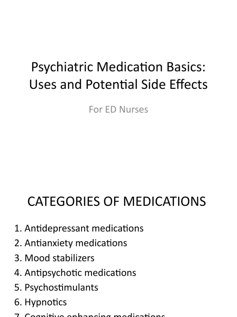 Psychiatric Medication Basics | PDF | Antidepressant | Antipsychotic