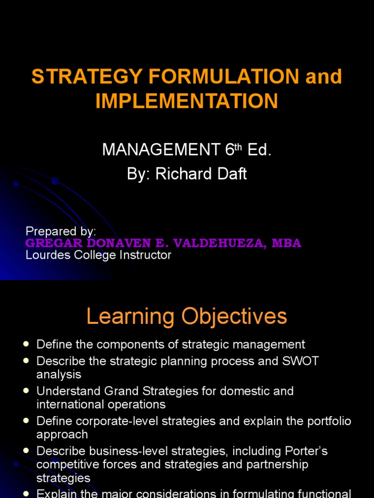 Strategy Formulation and Implementation | PDF | Strategic Management ...