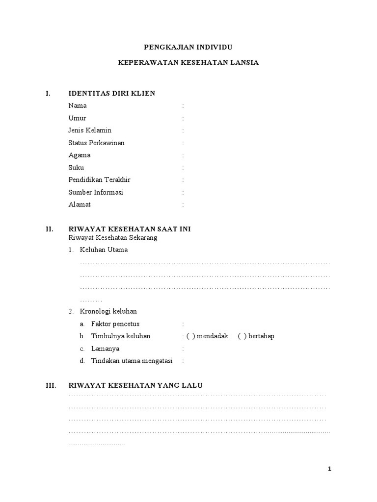 Pengkajian Gerontik | PDF