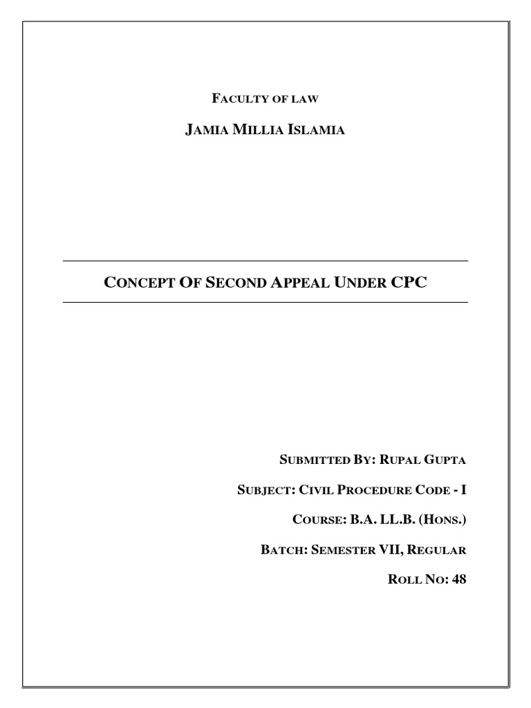 Understanding Second Appeal in CPC | PDF | Appeal | Jurisdiction