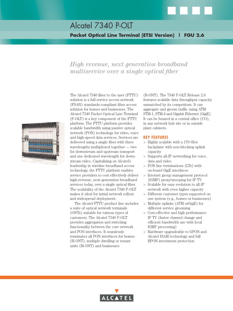 Alcatel 7340 P-OLT: High Revenue, Next Generation Broadband ...