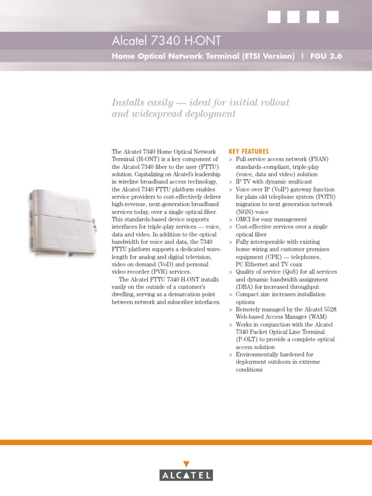 Alcatel 7340 H-ONT: Installs Easily - Ideal For Initial Rollout and ...