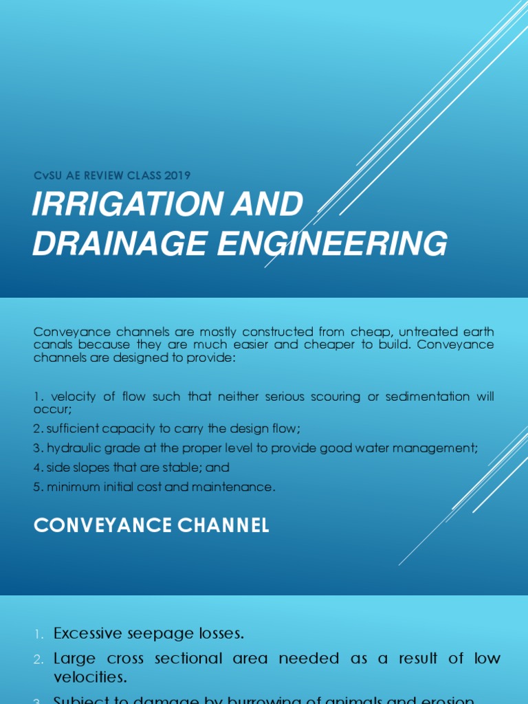 CvSU AE REVIEW CLASS 2019 Irrigation Channel Design | PDF | Erosion ...
