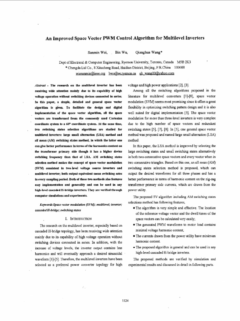 An Improved Space Vector Pwm Control Algorithm For Multilevel Inverters 0042