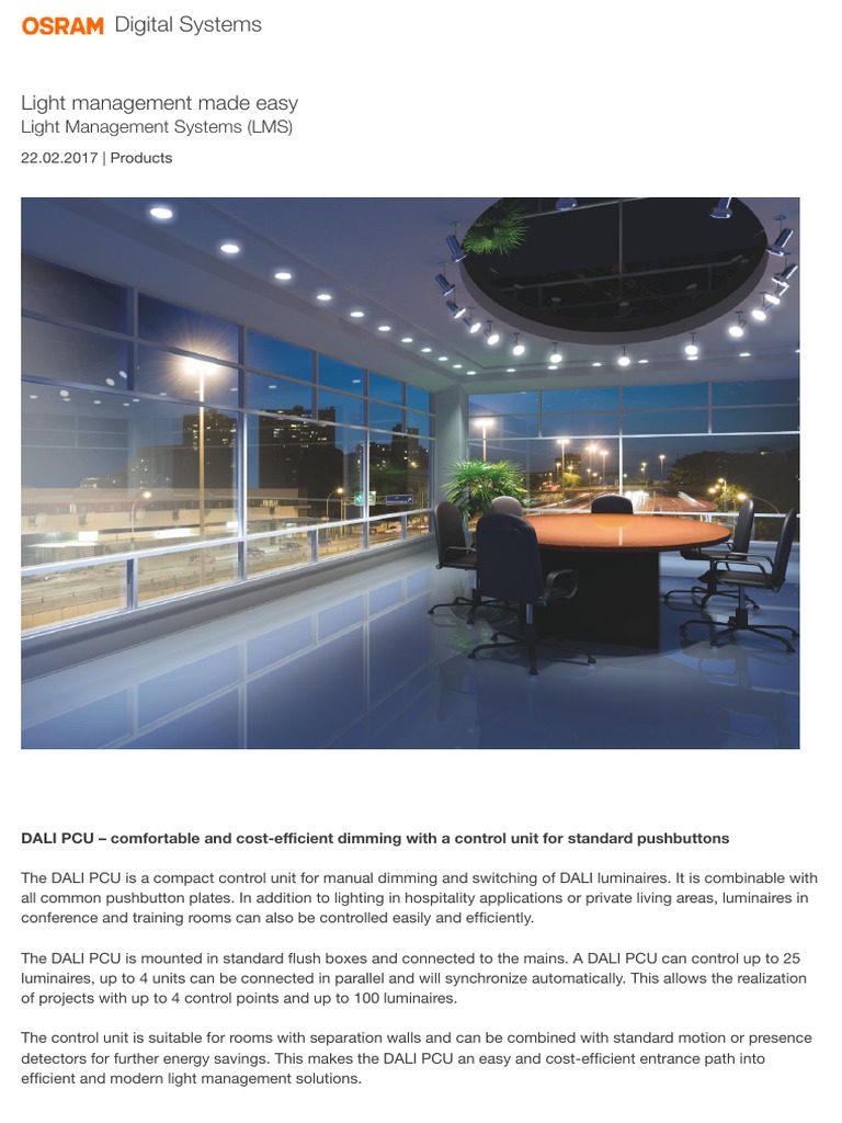 DALI PCU - Manual Dimming Made Easy | PDF