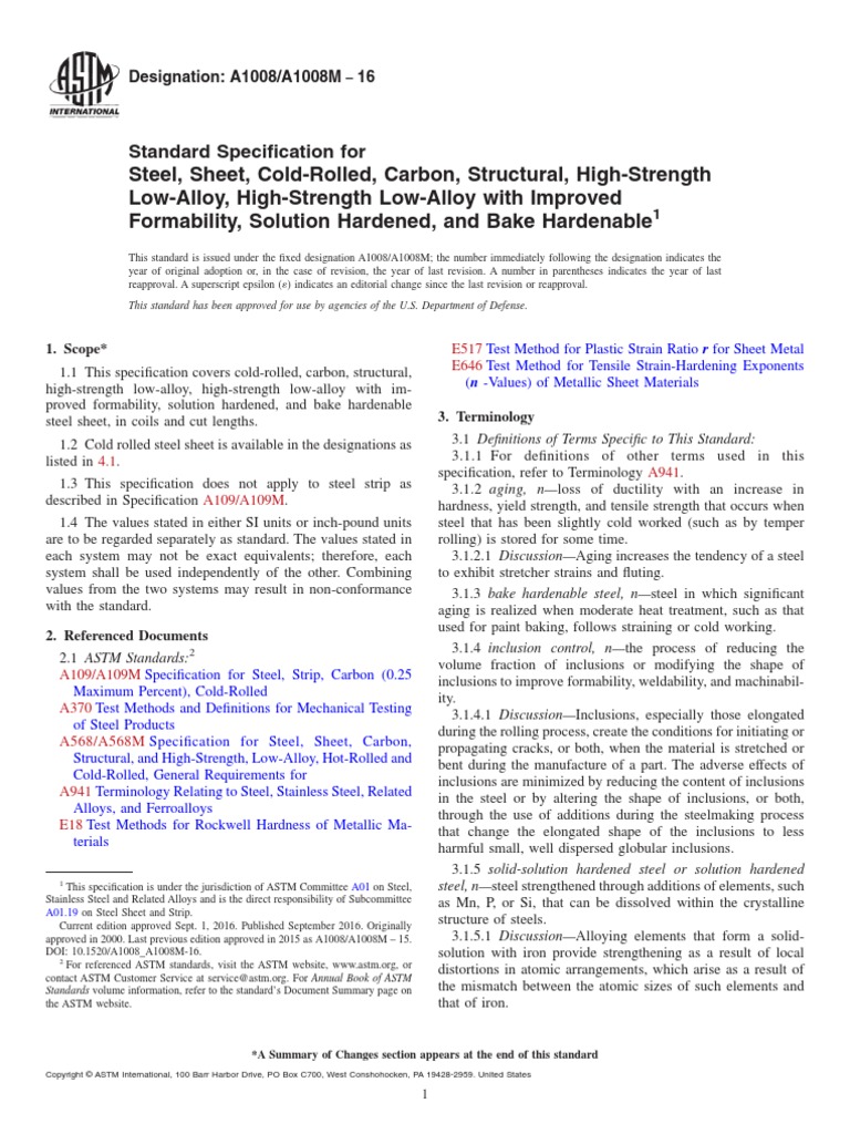 A 1008 - A 1008M - Steel Sheets Improved Formeability-16 | PDF | Steel ...