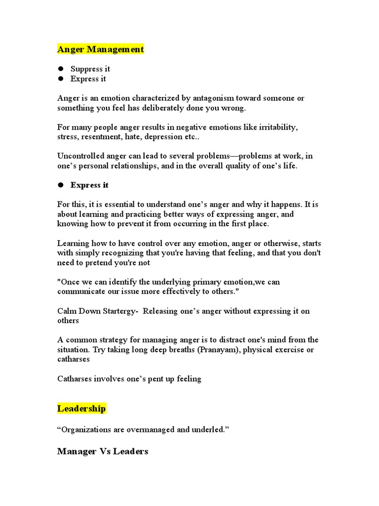 Anger Management | PDF | Leadership | Anger