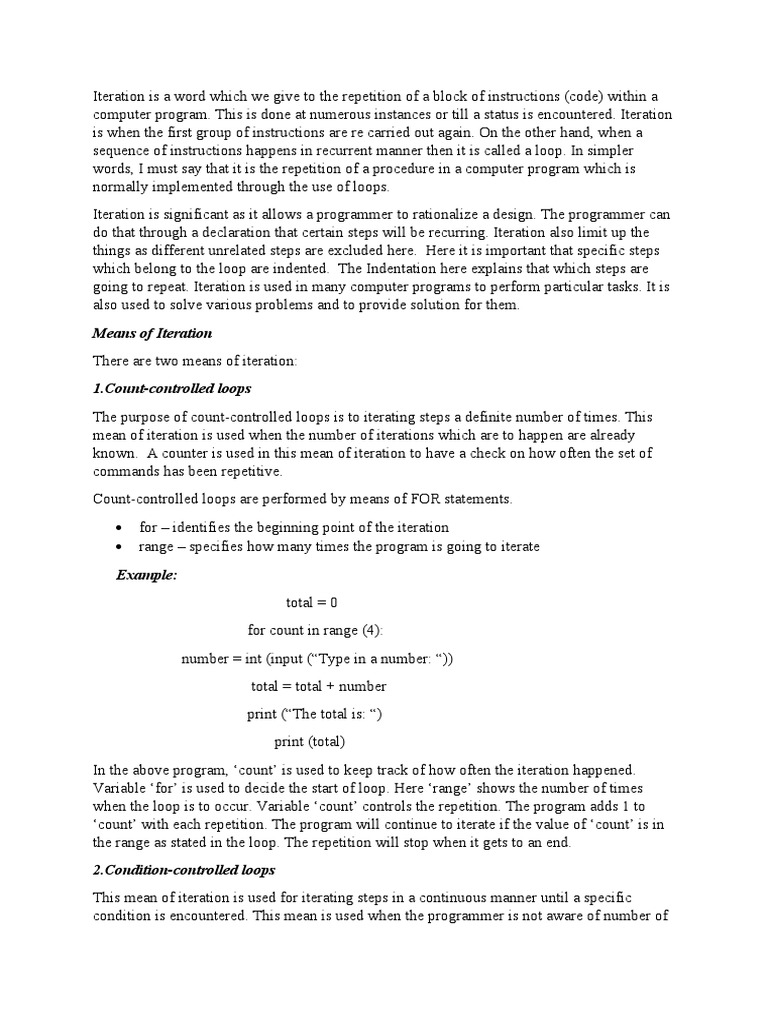 Iteration Discussion Pdf Control Flow Iteration 3345