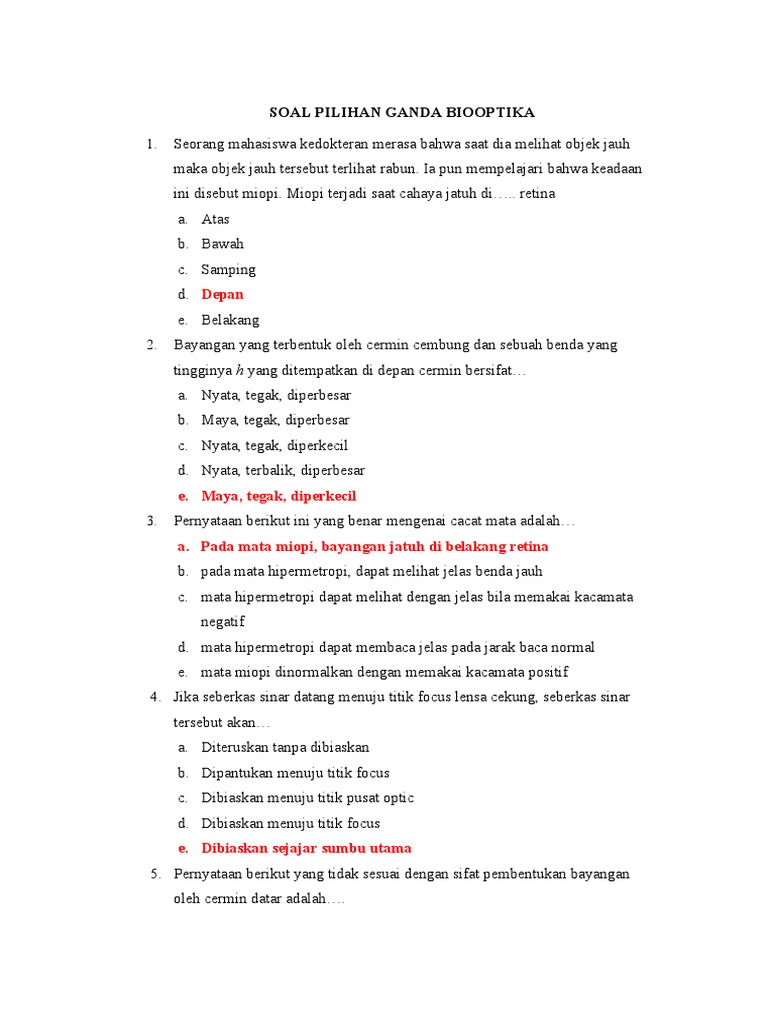 Soal Biooptika | PDF