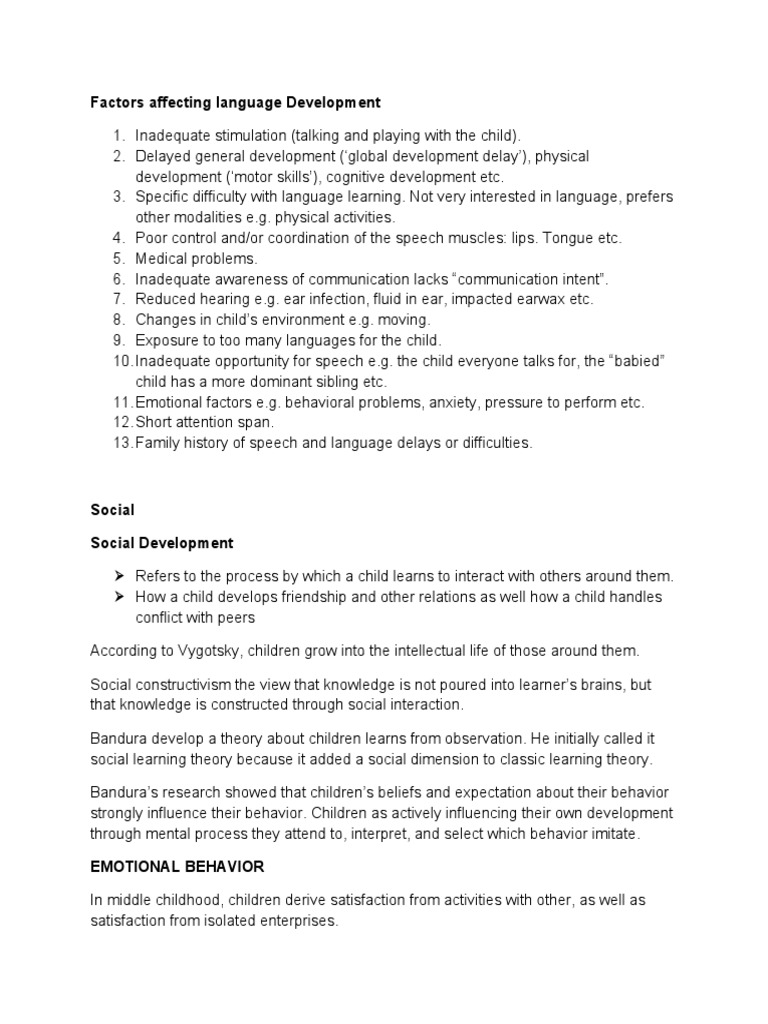 Factors Affecting Language Development | PDF | Learning | Learning ...