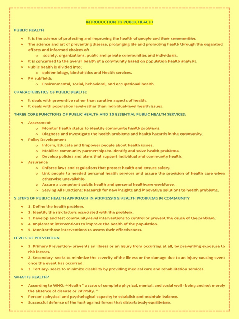Introduction To Public Health Reviewer | PDF | Public Health | Health Care