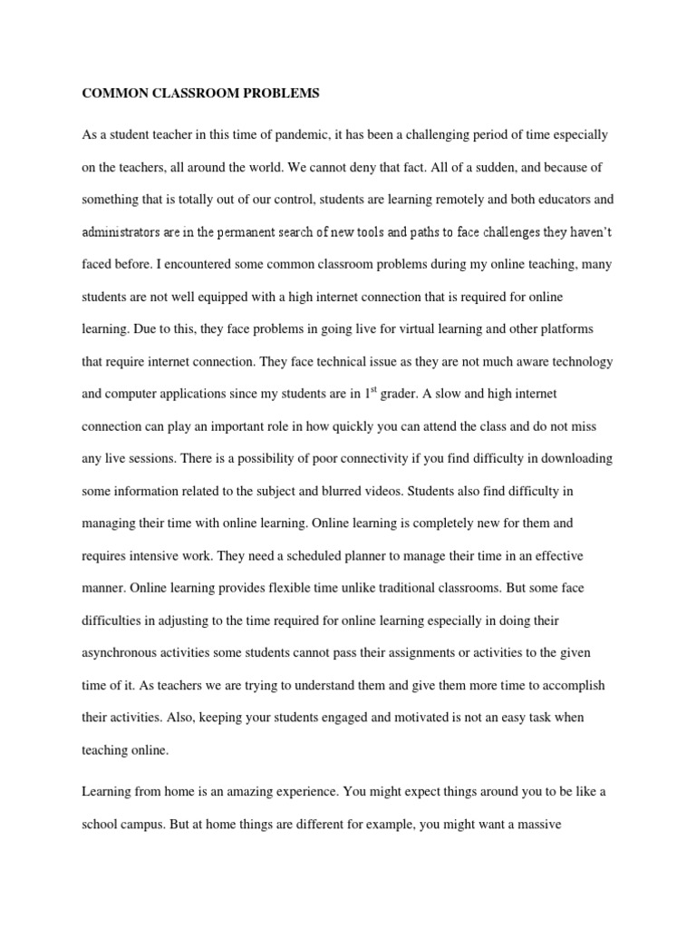 Common Classroom Problems | PDF | Educational Technology | Classroom