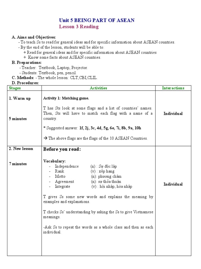 Lesson Plan Unit 5 - Reading | PDF | Teaching | Cognitive Science