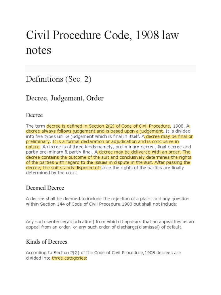 CPC Notes | PDF | Judgment (Law) | Affidavit