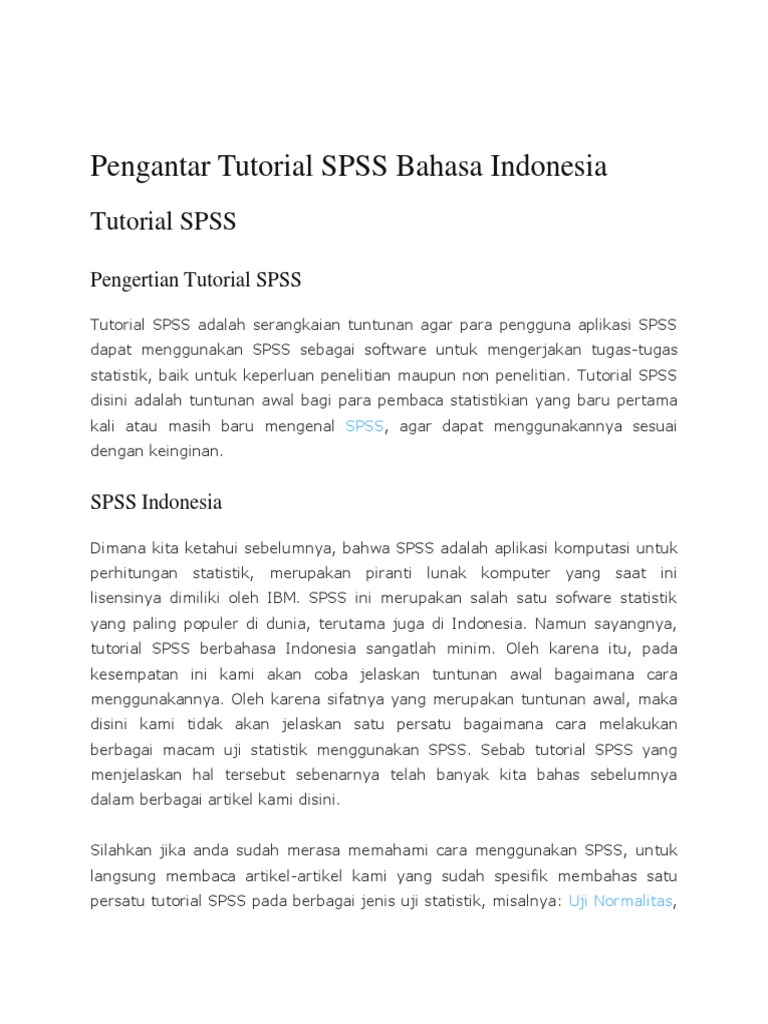 Panduan Awal SPSS untuk Pemula | PDF