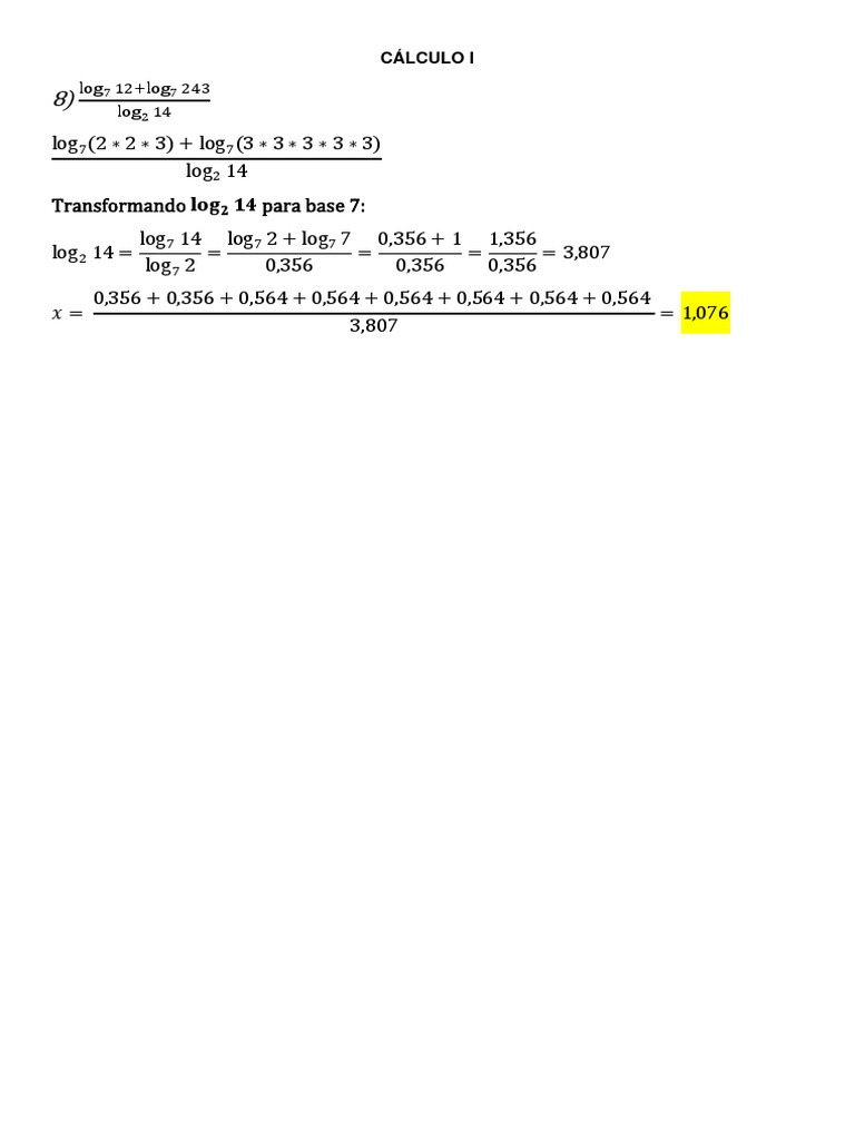 Exercício 8 Prova 2 Cálculo I | PDF