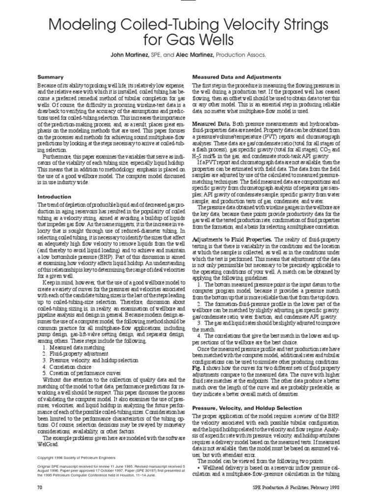 Modeling Coiled?Tubing Velocity Strings For Gas Wells | PDF | Gases ...
